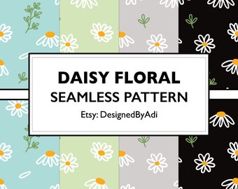 Daisy Seamless Digital Paper Pattern Multicolor Daisy Floral Pattern ...
