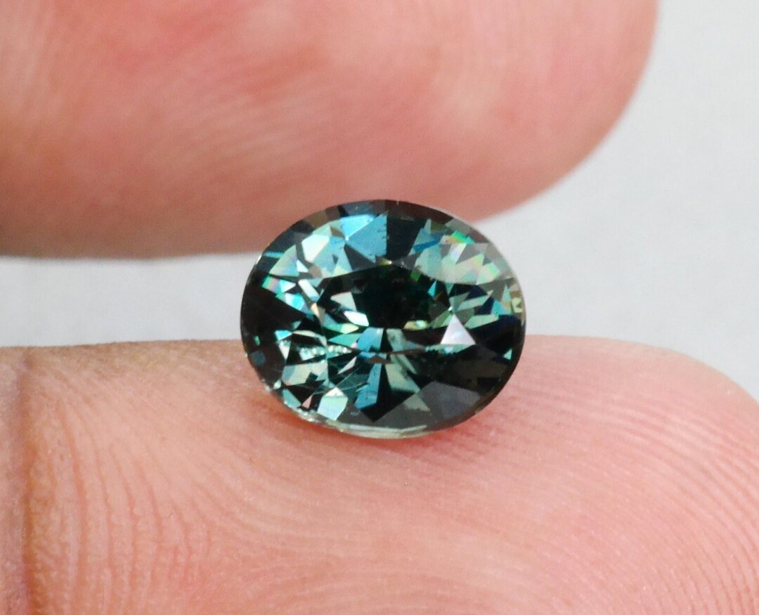 2.13ct Unheated Teal Sapphire OV 8x7mm Tealgreen 100% Genuine Natural ...