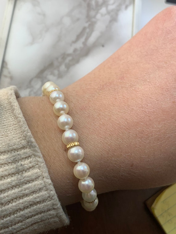 Estate 14kt 6.5mm Pearl Bracelet Etsy