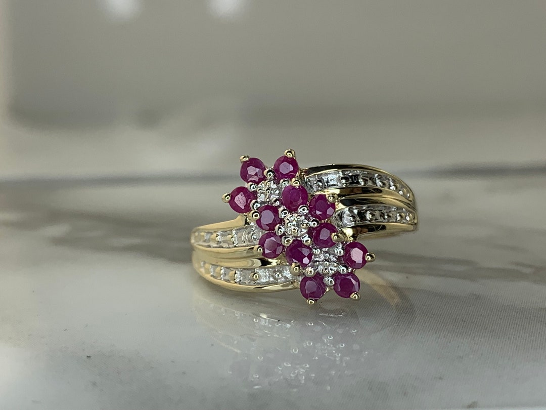 Estate 10kt Genuine Ruby and Diamond Ring - Etsy