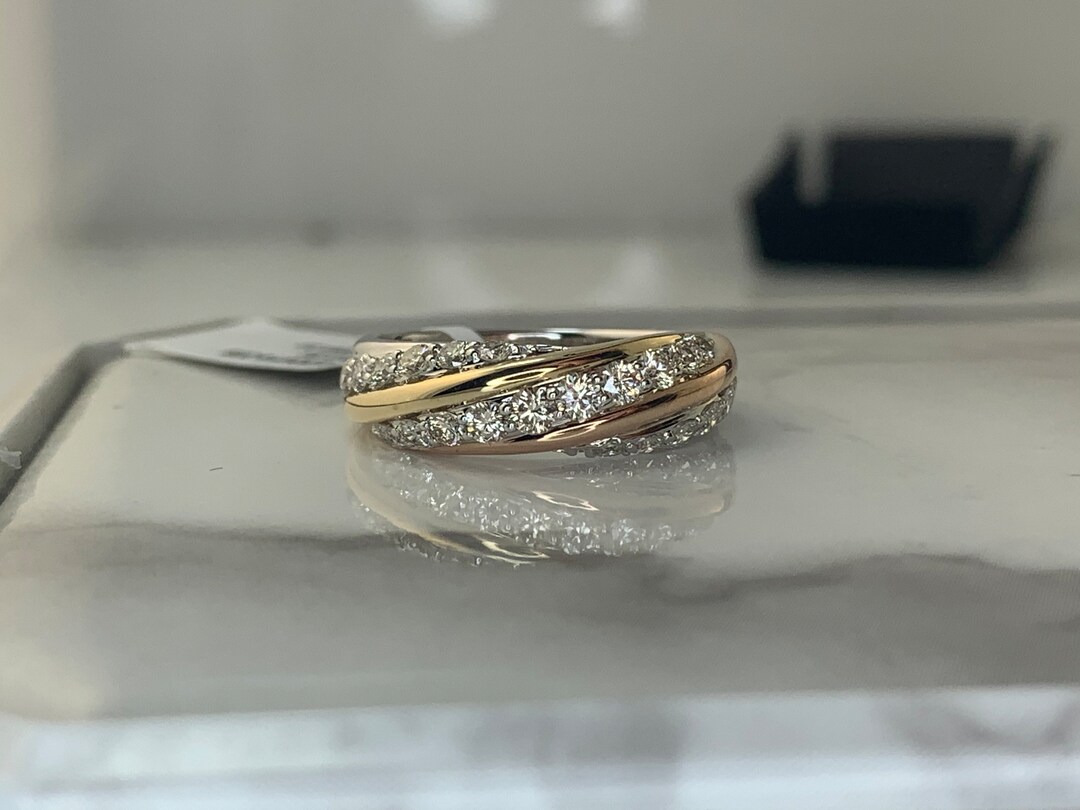 Estate 14kt .86cttw Diamond Tri-tone Ring - Etsy