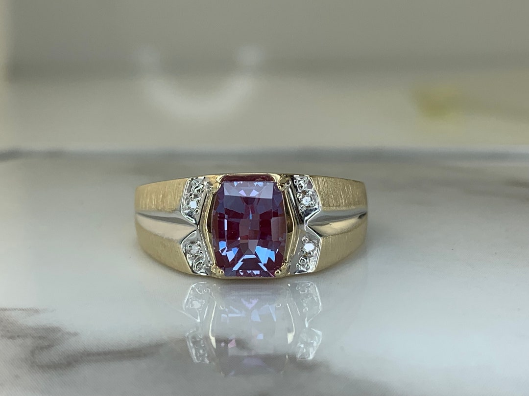 Estate 10kt LC Alexandrite and Diamond Ring - Etsy