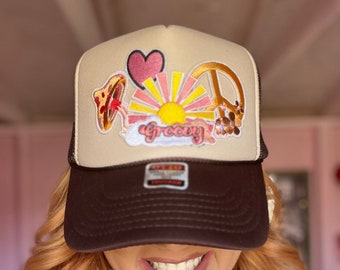 Patch Trucker Hat, Groovy Trucker Hat, Otto Brand - Etsy