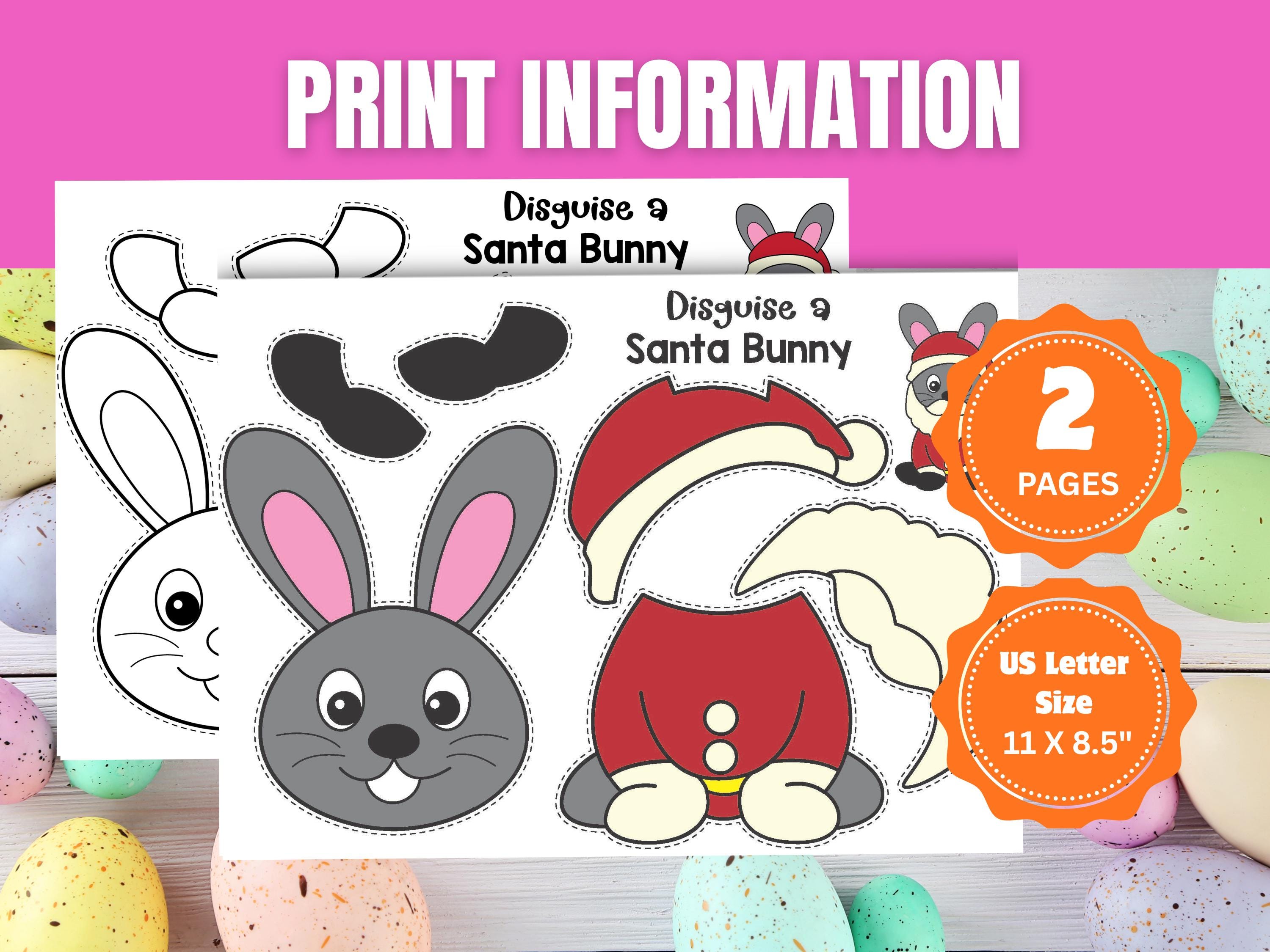 Disguise a Bunny as Santa Printable Cutout Craft for Kids | Spring ...