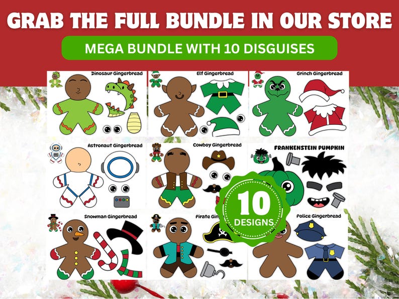 Disguise a Gingerbread Man as Santa Claus Printable Craft for Kids ...