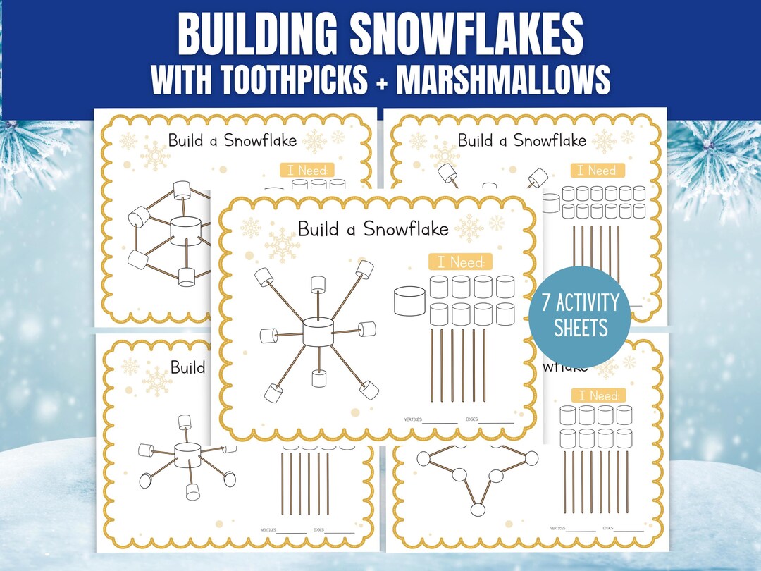 7 X Build a Snowflake With Toothpicks and Marshmallow Activity Template ...