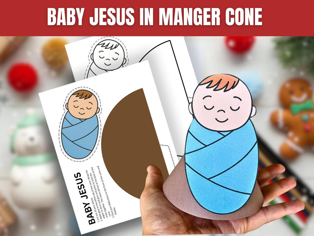 Printable Build a Baby Jesus in Manger Paper Cone Nativity Cut & Paste ...