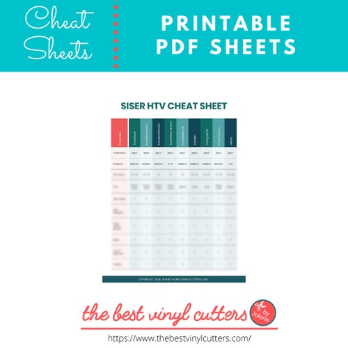 Printable Cheat Sheets for Siser HTV Beginners Guide PDF - Etsy Canada