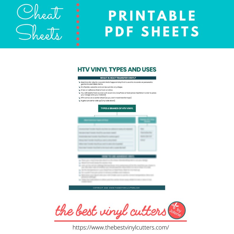 Printable Cheat Sheets for HTV Types and Uses - Beginners Guide PDF ...