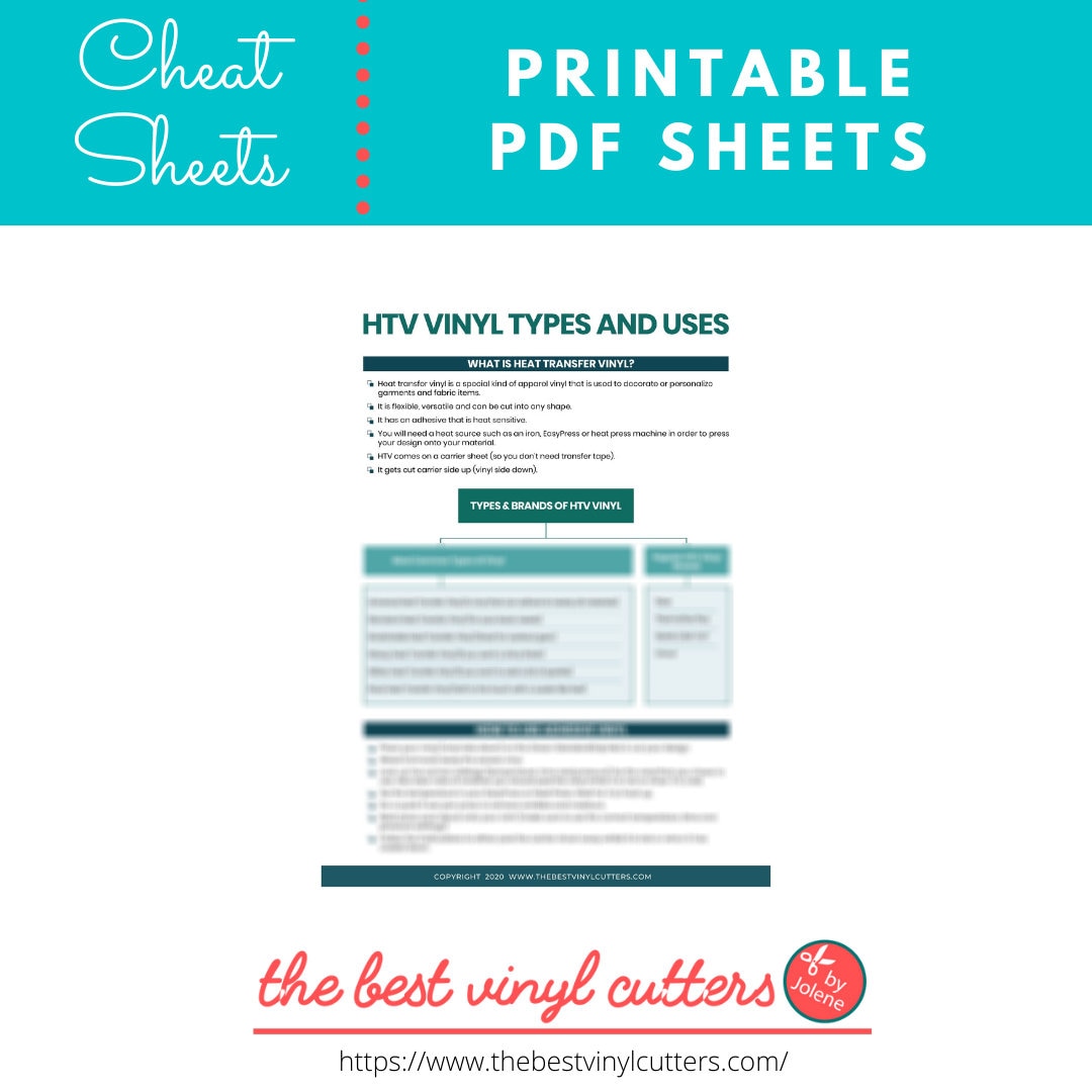 Printable Cheat Sheets for HTV Types and Uses - Beginners Guide PDF ...