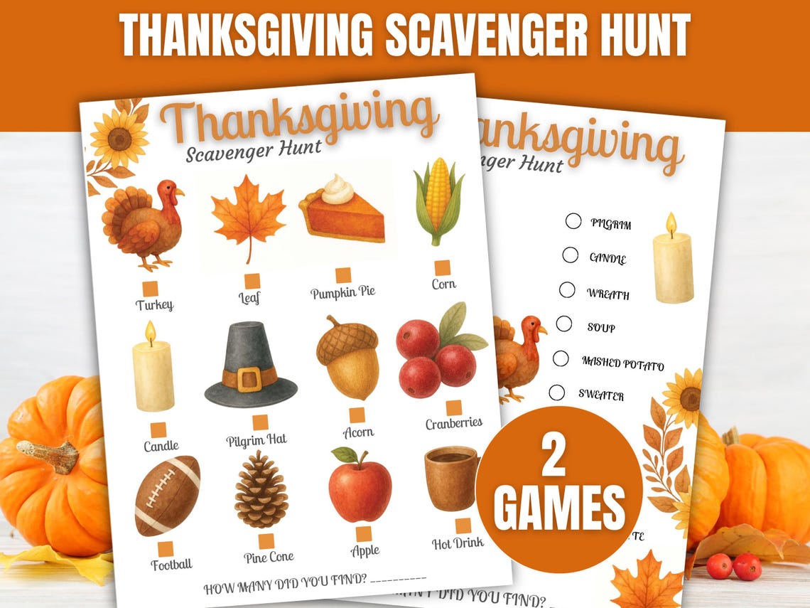 Fall Thanksgiving Scavenger Hunt Printable Bundle | Kids Family ...