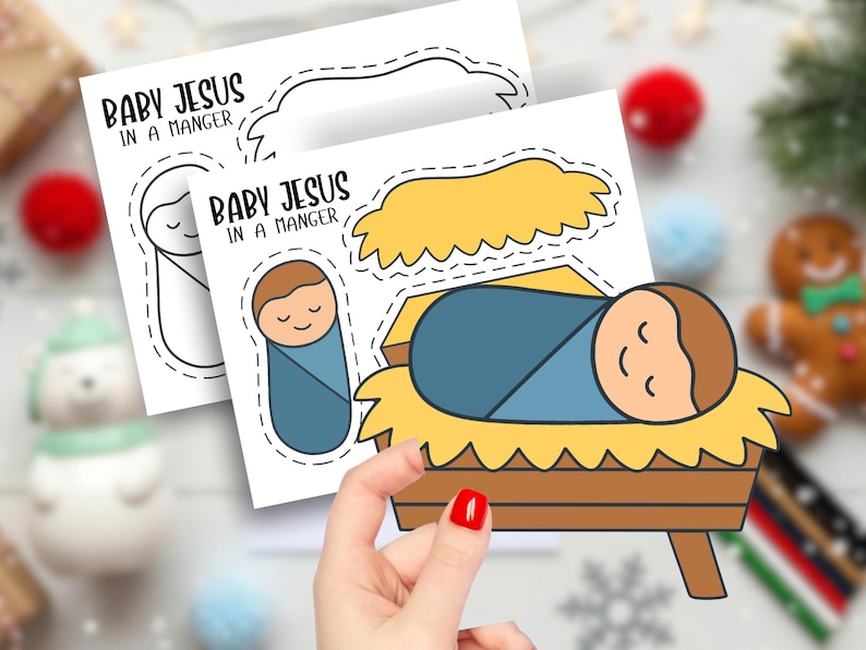 Printable Build a Baby Jesus in Manger Nativity Cut & Paste Bible ...
