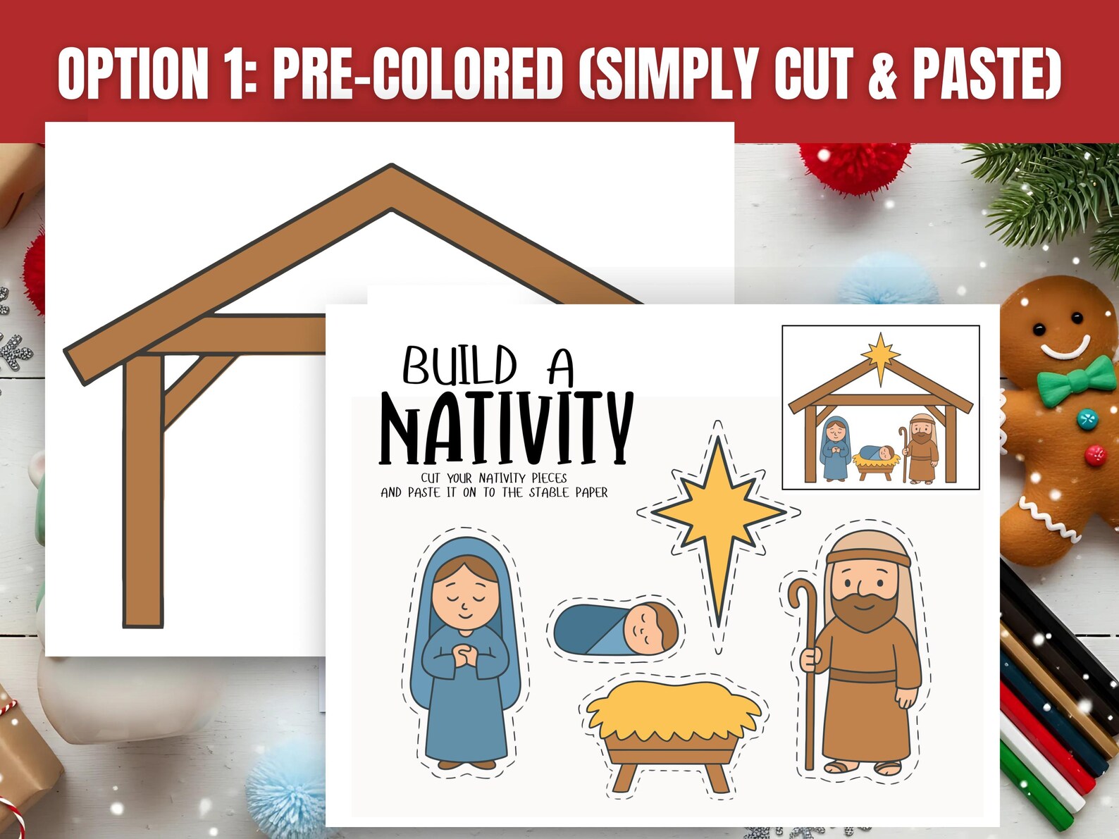Printable Build a Nativity Cut & Paste Bible Activity for Kids | Jesus ...