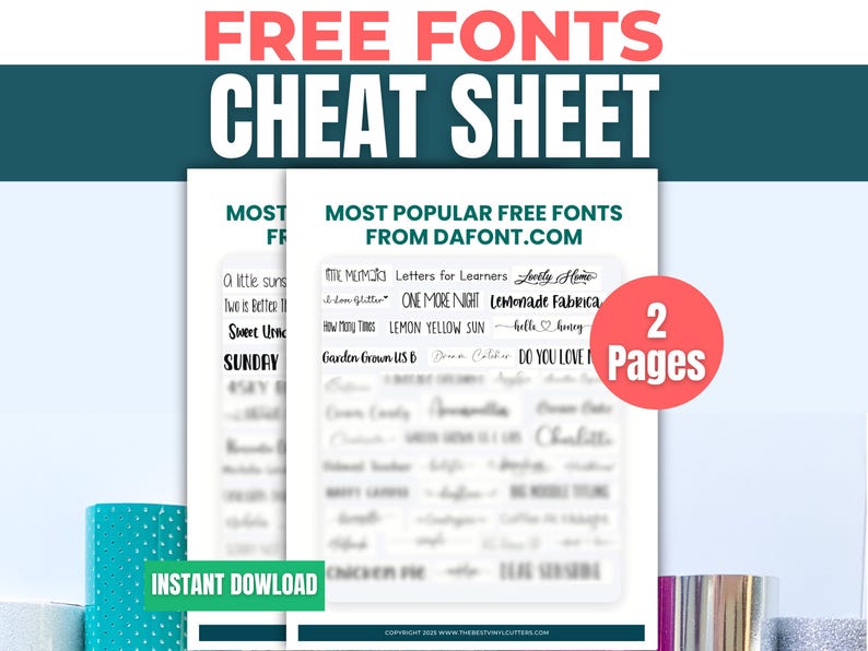 Printable Cheat Sheets for Popular Free Fonts From Dafont.com | Cricut ...