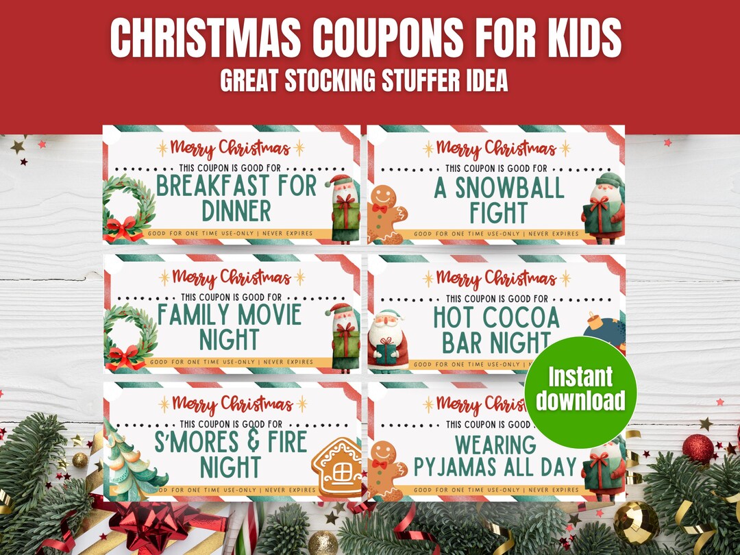 30 X Printable Christmas Gift Coupons for Kids | Family | Reward ...