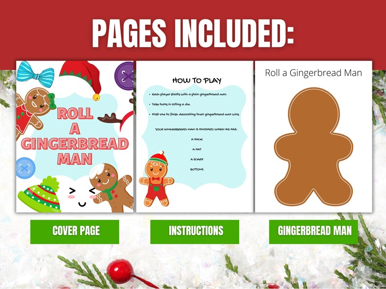 Printable Build a Gingerbread Man (roll a Gingerbread Man) Christmas ...