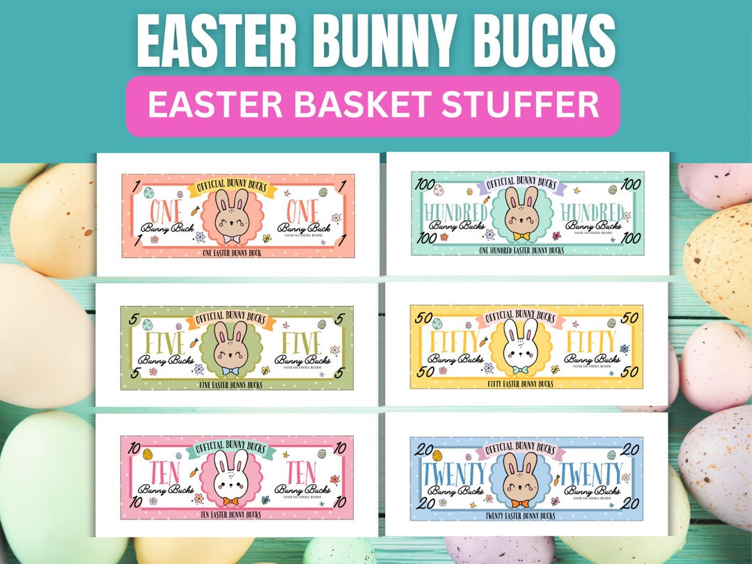 Printable Easter Bunny Bucks for Kids, Easter Play Money, Basket ...