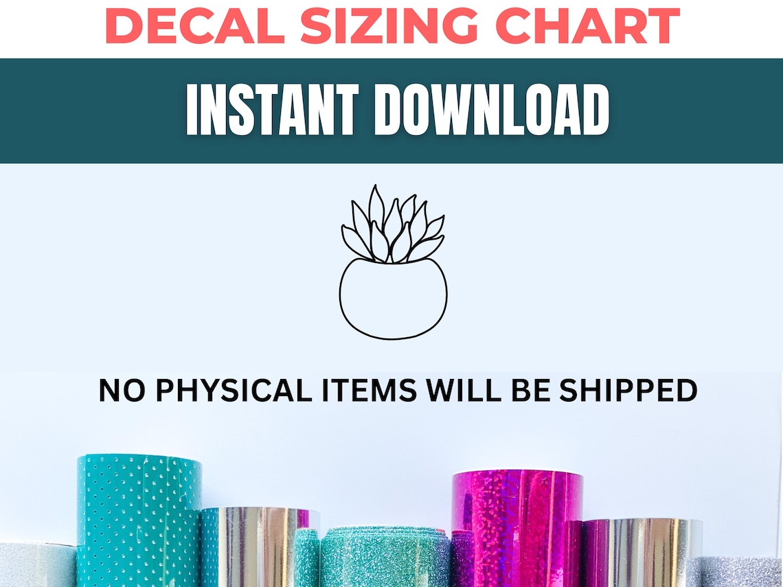 Printable Vinyl Decal Sizing Chart Cheat Sheet for Mugs, Tumblers ...