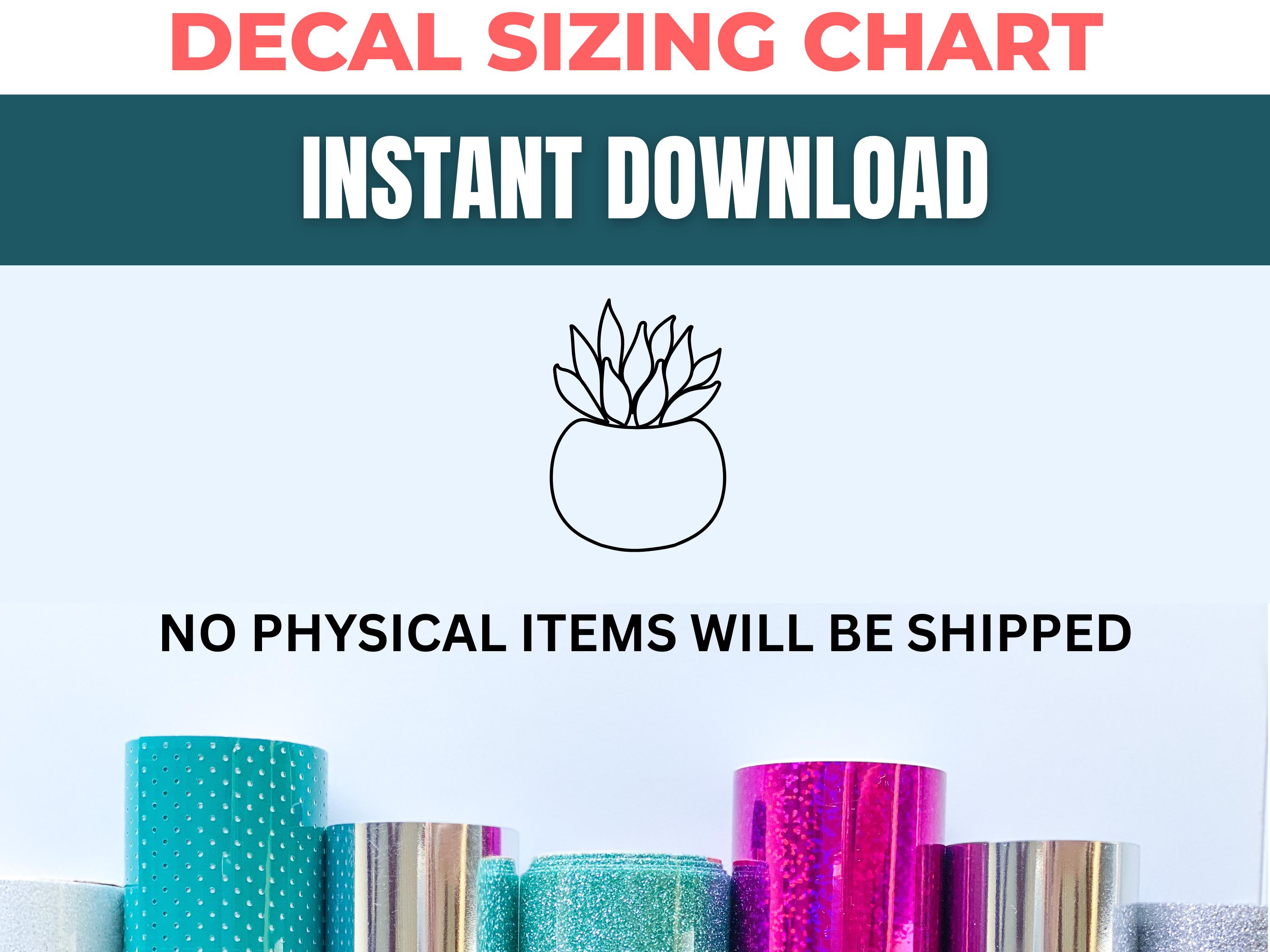 Printable Vinyl Decal Sizing Chart Cheat Sheet for Mugs, Tumblers ...