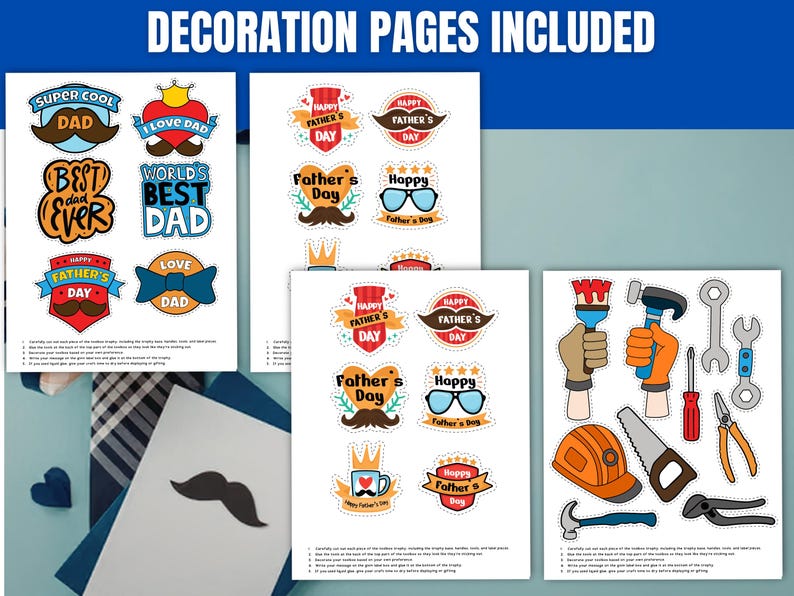 Father's Day Trophy Card Craft | Printable Toolbox Trophy | Dad Card ...