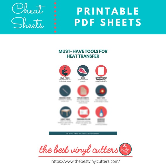 Printable Cheat Sheets for Must Have Tools for HTV Beginners | Etsy