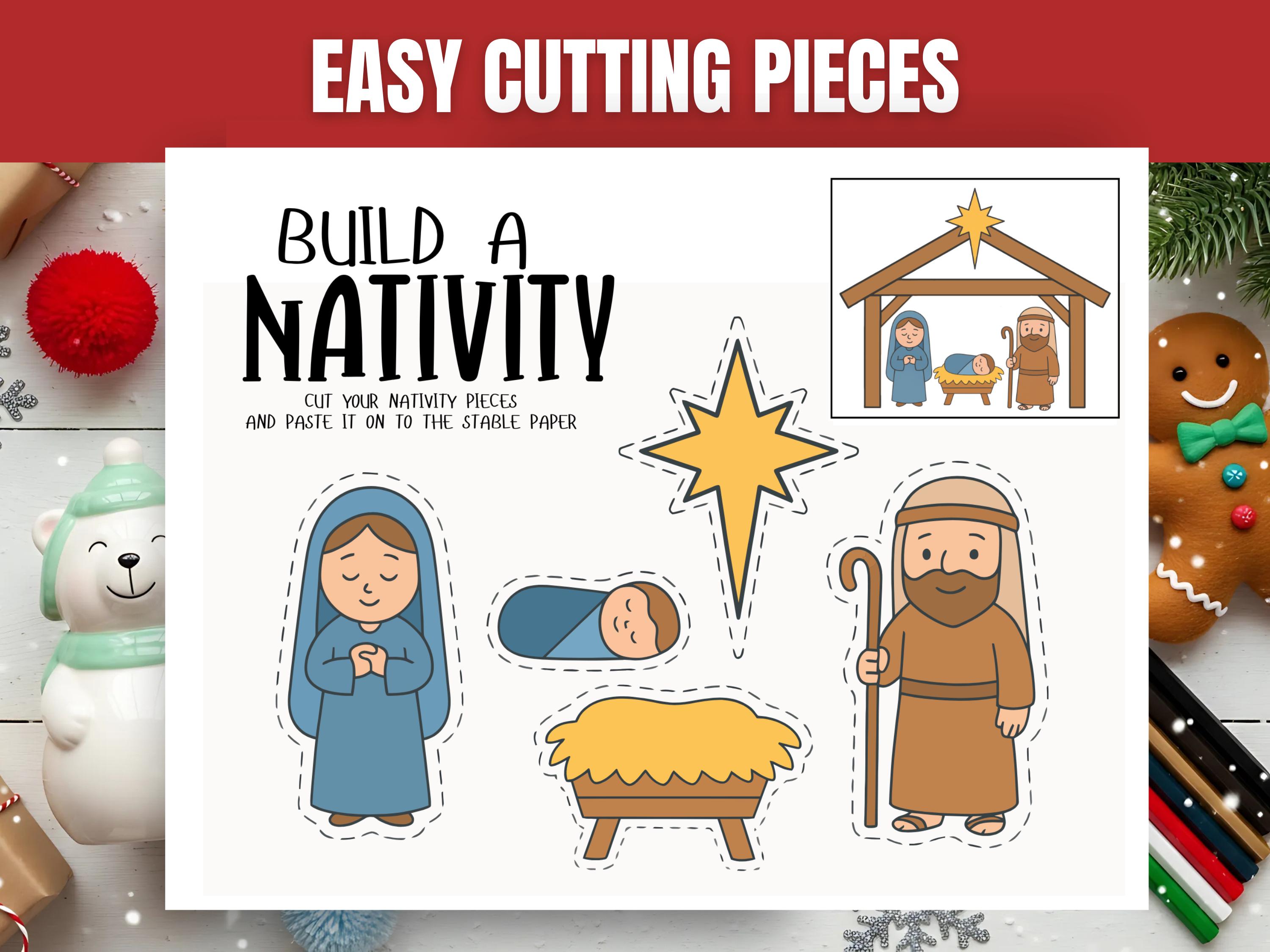 Printable Build a Nativity Cut & Paste Bible Activity for Kids | Jesus ...