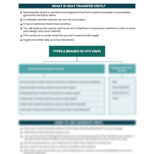 Printable Cheat Sheets for HTV Types and Uses - Beginners Guide PDF ...