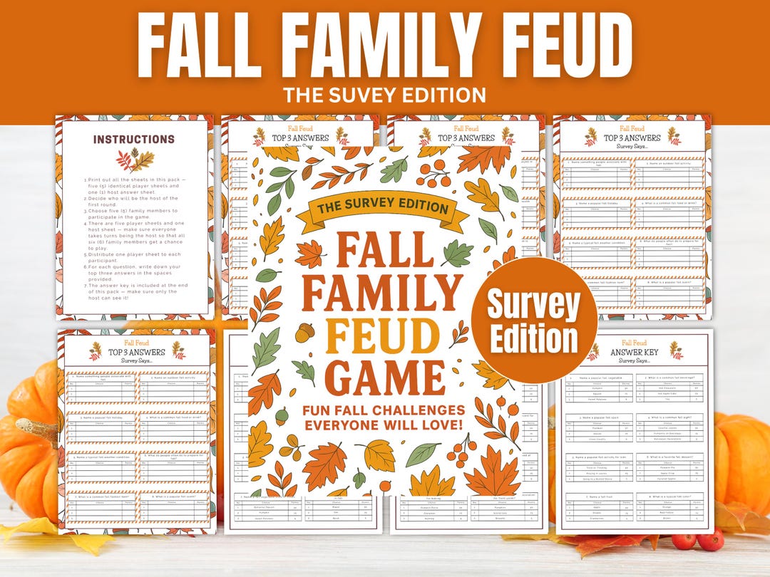 Fall Family Feud Game - Printable Autumn Survey Edition for Kids ...