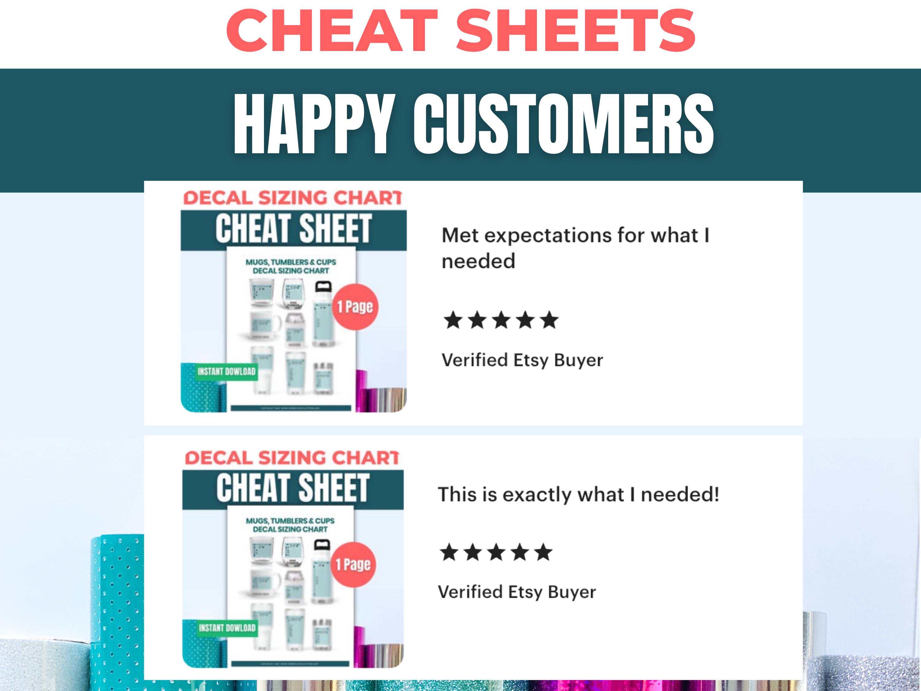 HTV Shirt Decals Placement and Size Chart Printable Cheat Sheet | Heat ...