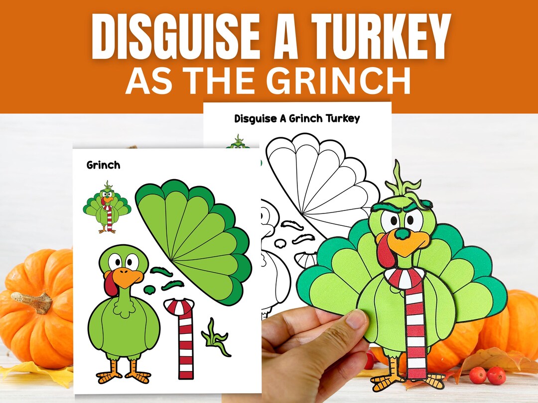 Disguise a Turkey as the Grinch Kids Craft | Printable Paper ...