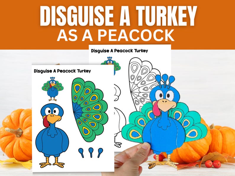 Disguise a Turkey as Peacock Kids Craft | Thanksgiving Home & Classroom ...