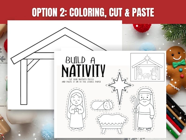 Printable Build a Nativity Cut & Paste Bible Activity for Kids | Jesus ...