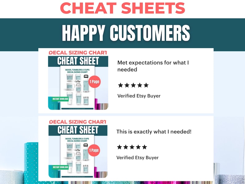 Printable Vinyl Decal Sizing Chart Cheat Sheet for Mugs, Tumblers ...