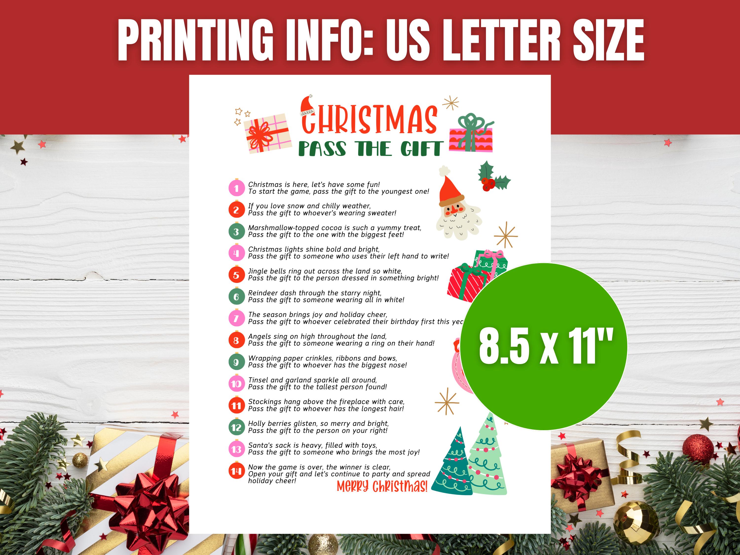 Printable Christmas Pass the Parcel Party Game | Holiday Gift Passing ...