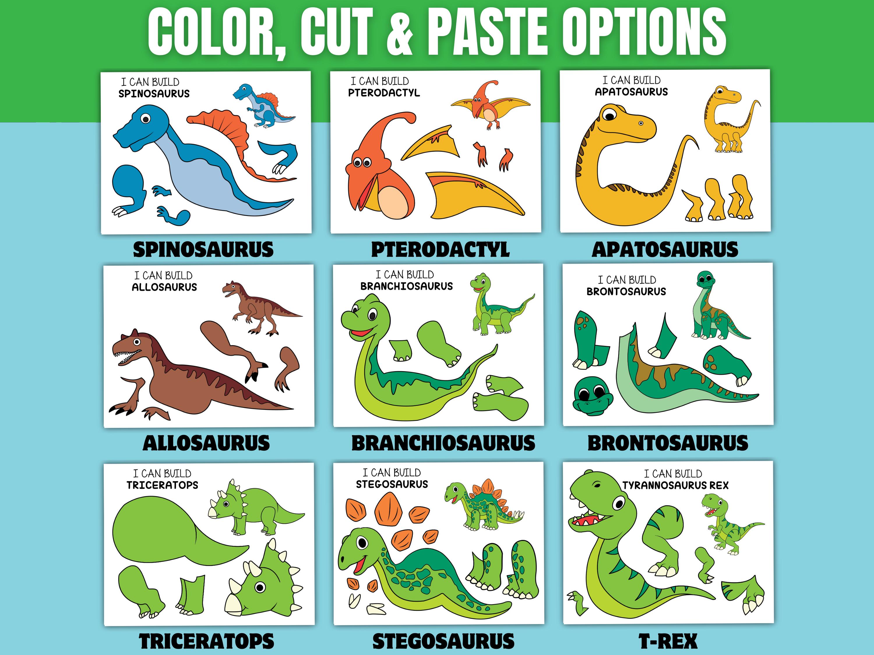 Printable Dinosaur Cut & Paste Crafts for Kids | Build a Dinosaur ...