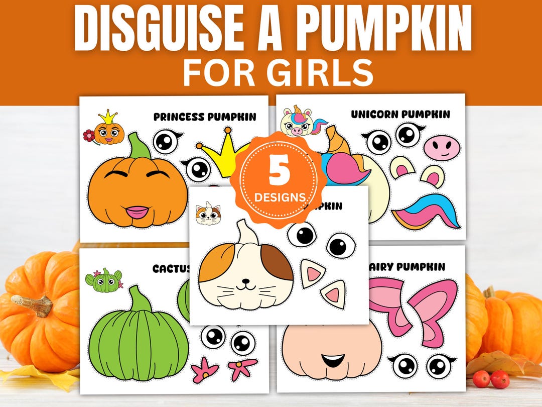 5 X Girls Disguise a Pumpkin Kids Craft Bundle | Halloween Kids ...