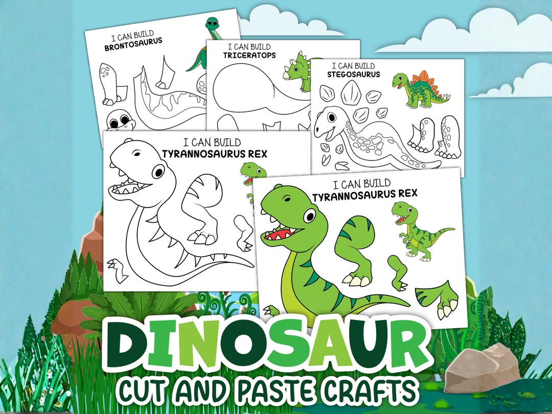 Printable Dinosaur Cut & Paste Crafts for Kids | Build a Dinosaur ...