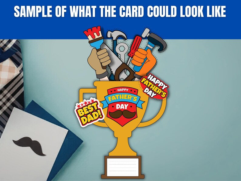 Father's Day Trophy Card Craft | Printable Toolbox Trophy | Dad Card ...