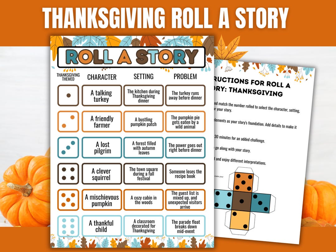 Roll a Story: Thanksgiving Game for Kids | Thanksgiving Creative ...