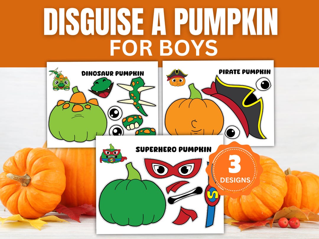 3 X Boys Disguise a Pumpkin Kids Craft Bundle | Halloween Kids ...