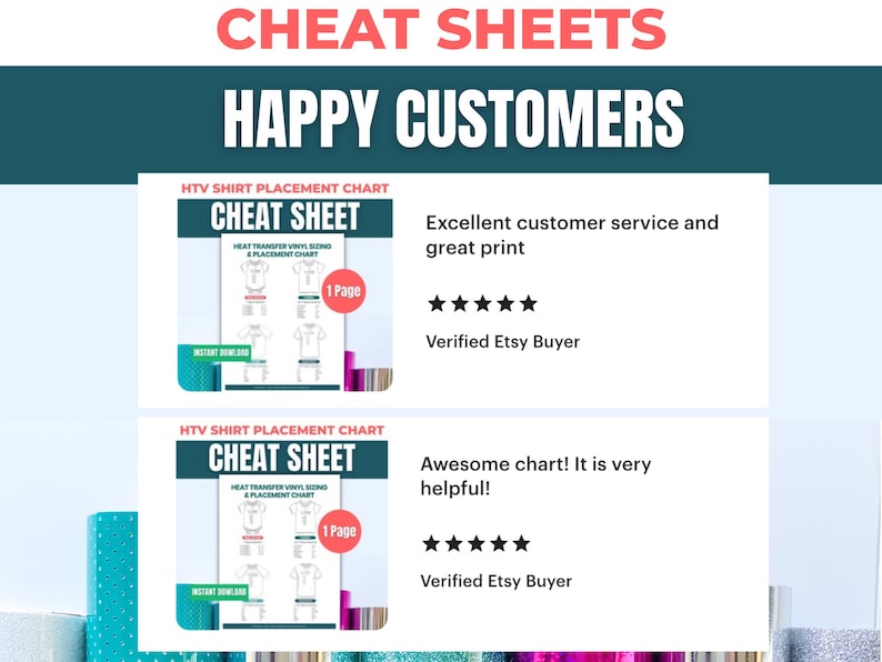 HTV Shirt Decals Placement Size Chart Printable Cheat Sheet | Heat ...