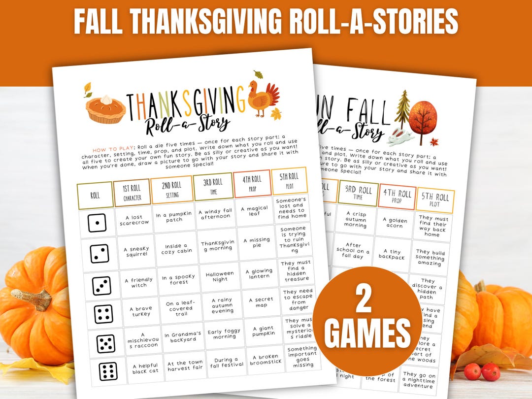 Printable Fall Thanksgiving Roll-a-story Games for Kids | Family ...