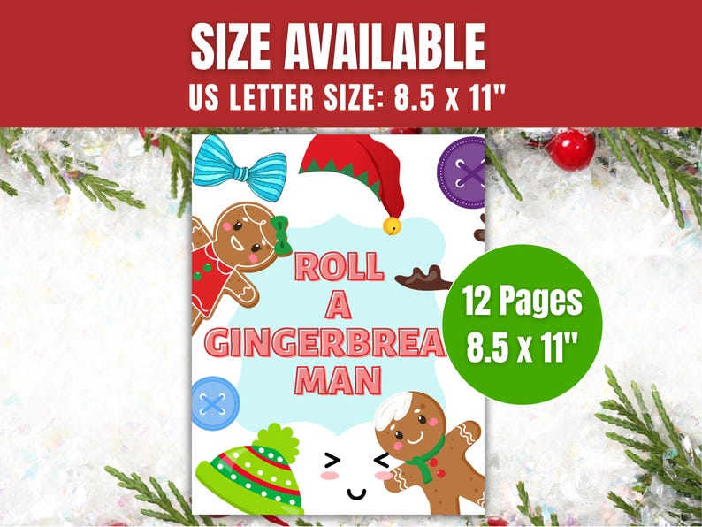 Printable Build a Gingerbread Man (roll a Gingerbread Man) Christmas ...