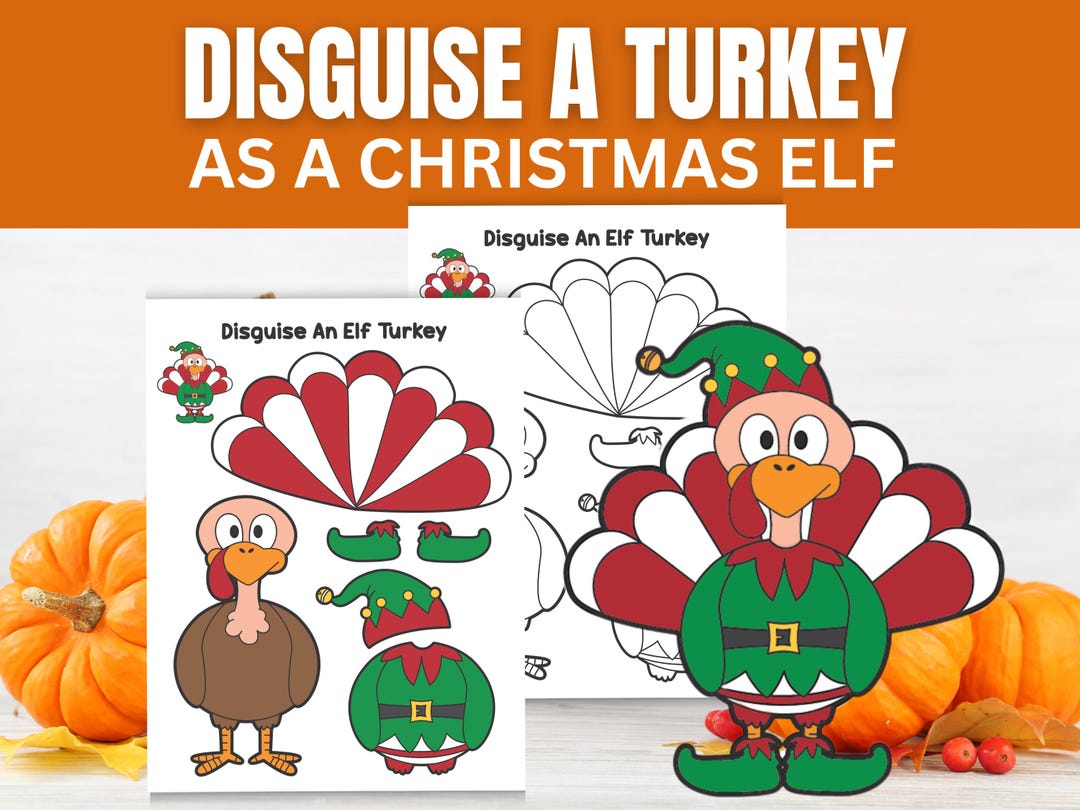 Disguise a Turkey as an Elf Kids Cutout Craft | Printable Thanksgiving ...