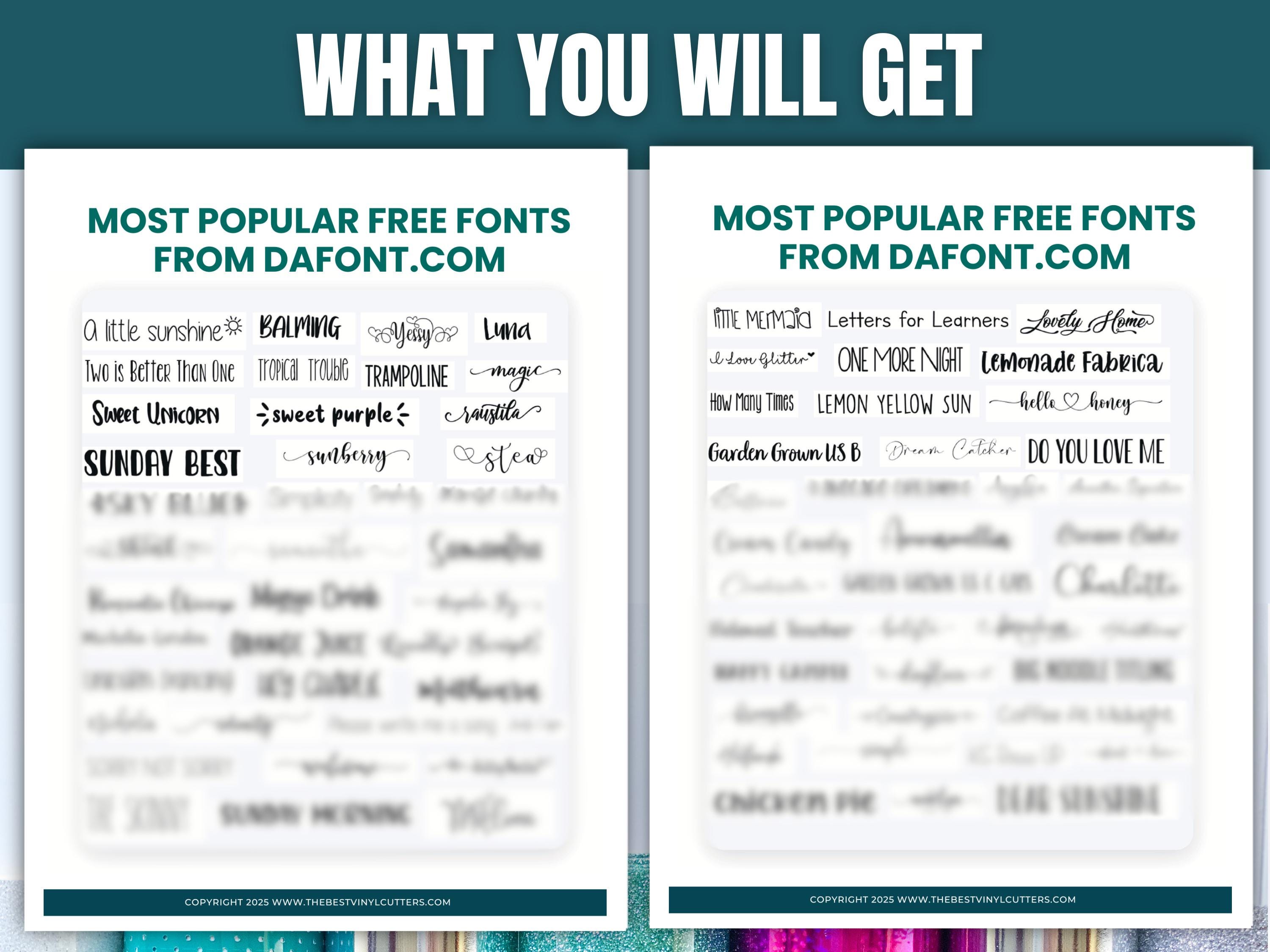 Printable Cheat Sheets for Popular Free Fonts From Dafont.com | Cricut ...
