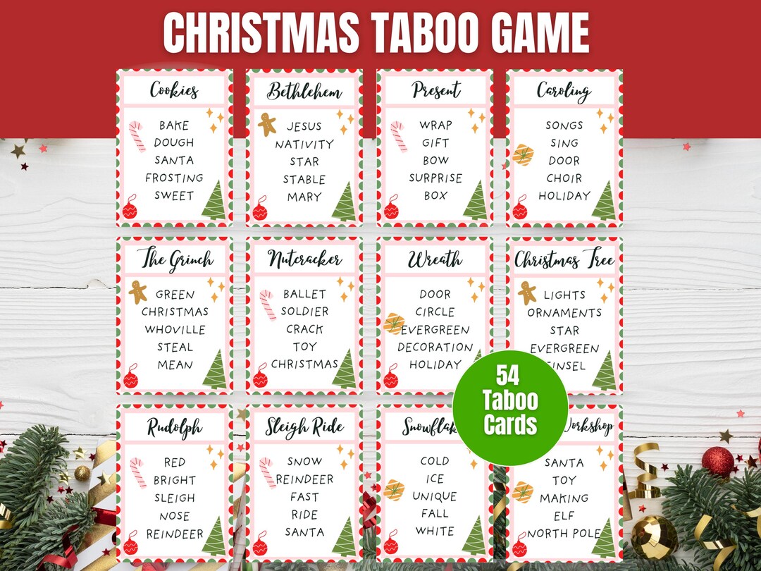 Printable Christmas Taboo | Holiday Printable | Family, Group Party or ...