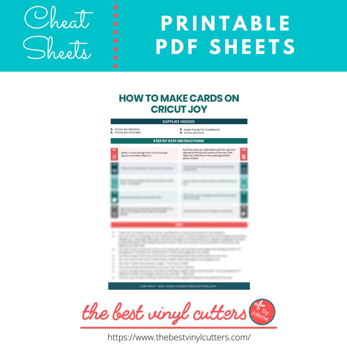 Printable Cheat Sheets for Cricut Joy on How to Make Cards - Beginners ...