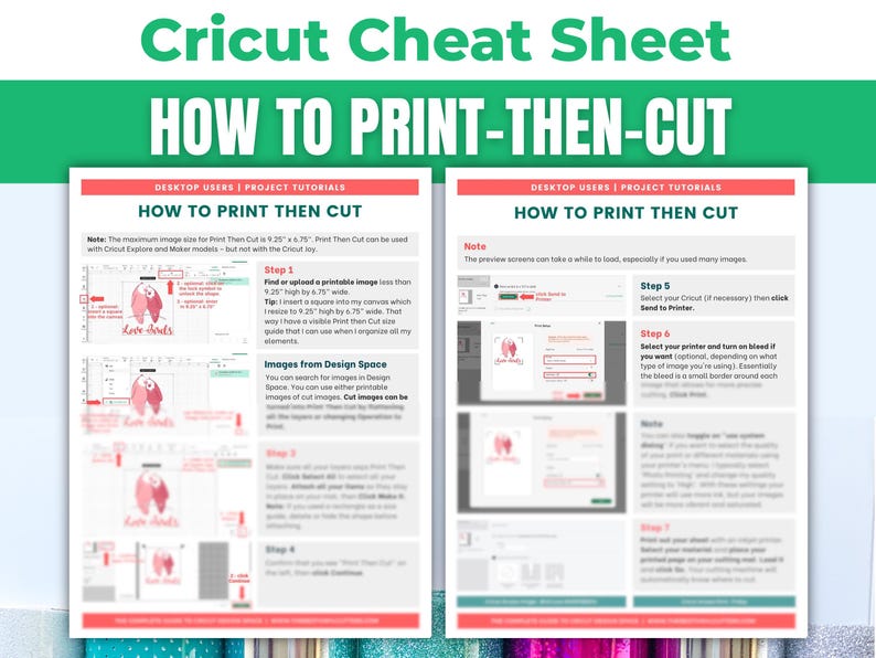 Cricut Design Space Beginners Cheat Sheet: How to Print Then Cut ...
