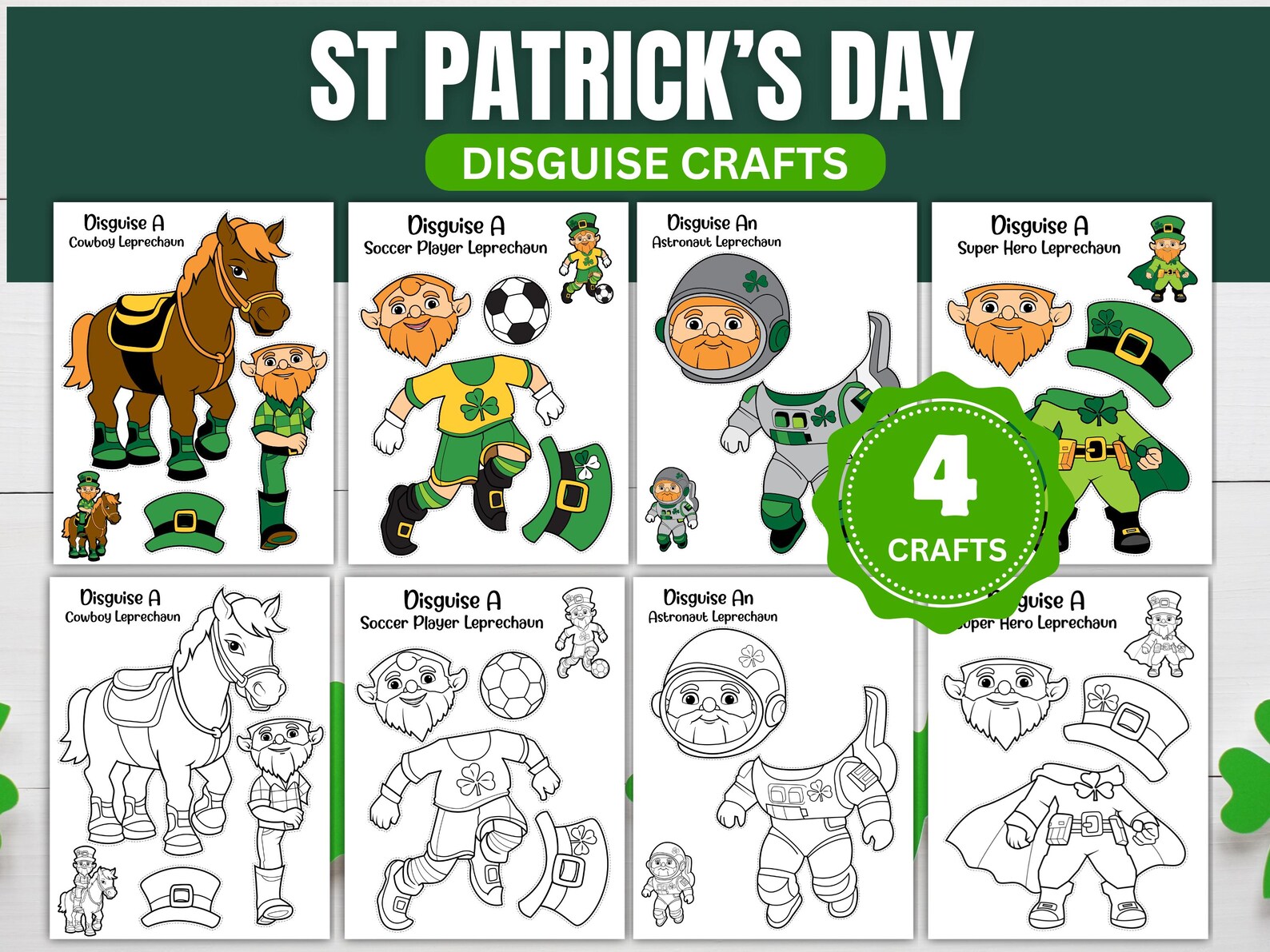 Disguise a Leprechaun Bundle Printable Cutout Craft for Kids | St ...