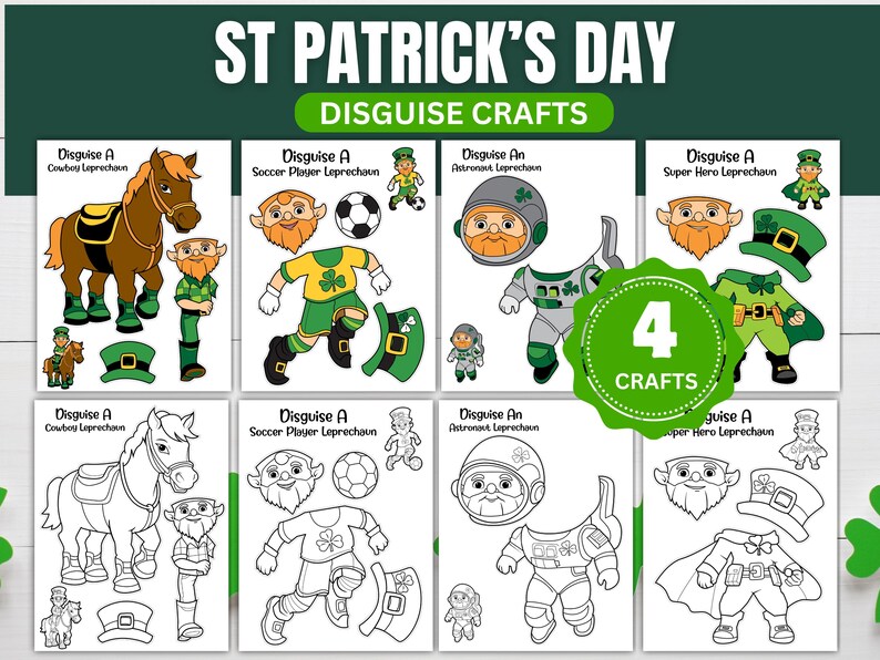 Disguise a Leprechaun Bundle Printable Cutout Craft for Kids | St ...